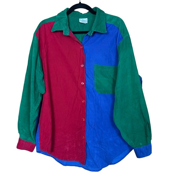 Vintage | Tops | Vintage 9s Corduroy Cotton Bold Primary Colorblock ...